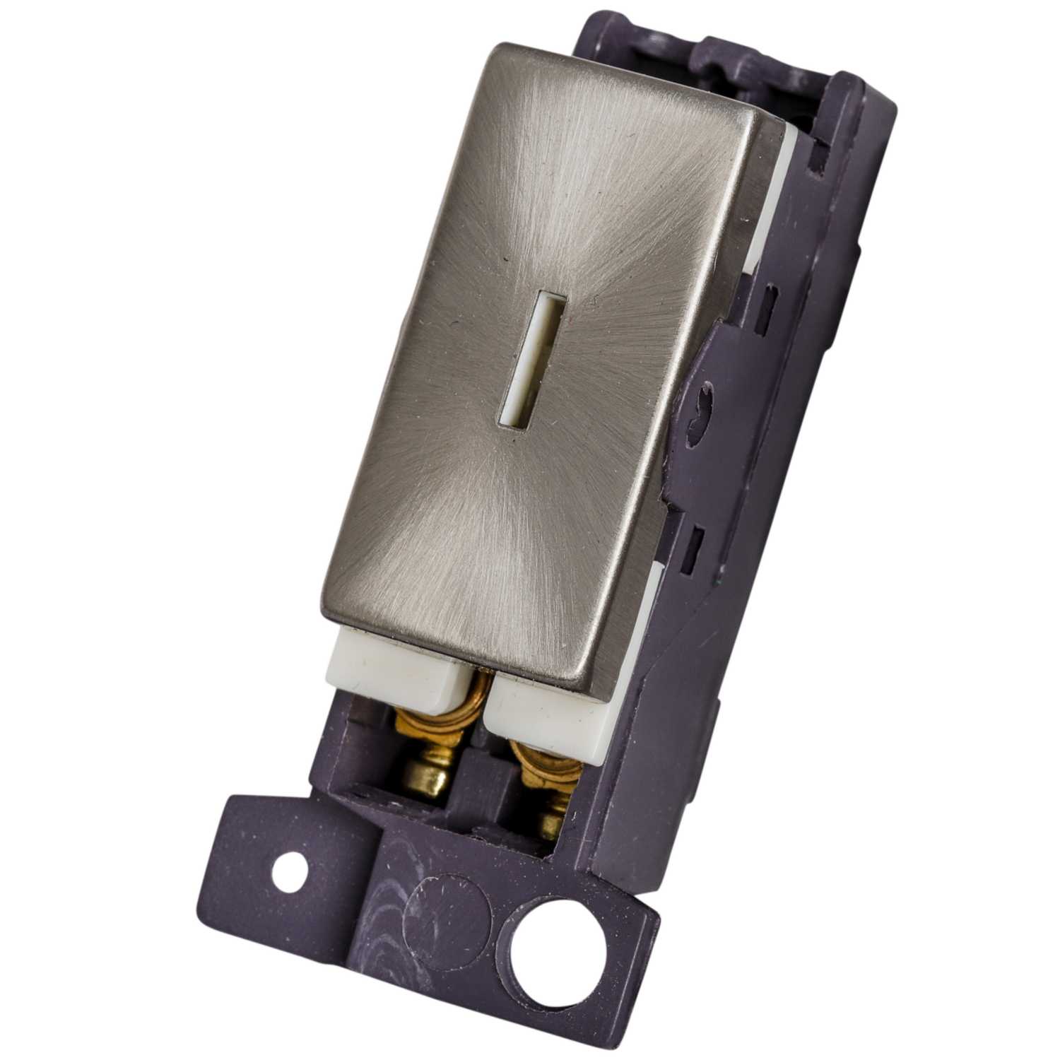 Scolmore Click Mini Grid 13A Double Pole Key Switch Module Brushed ...