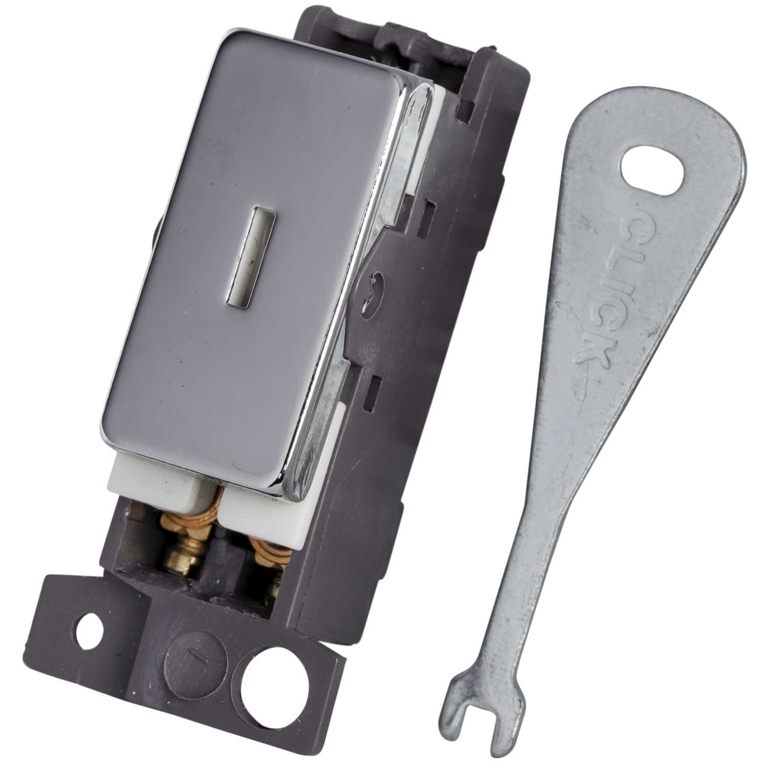 Scolmore Click Mini Grid 13A Double Pole Key Switch Module Polished ...
