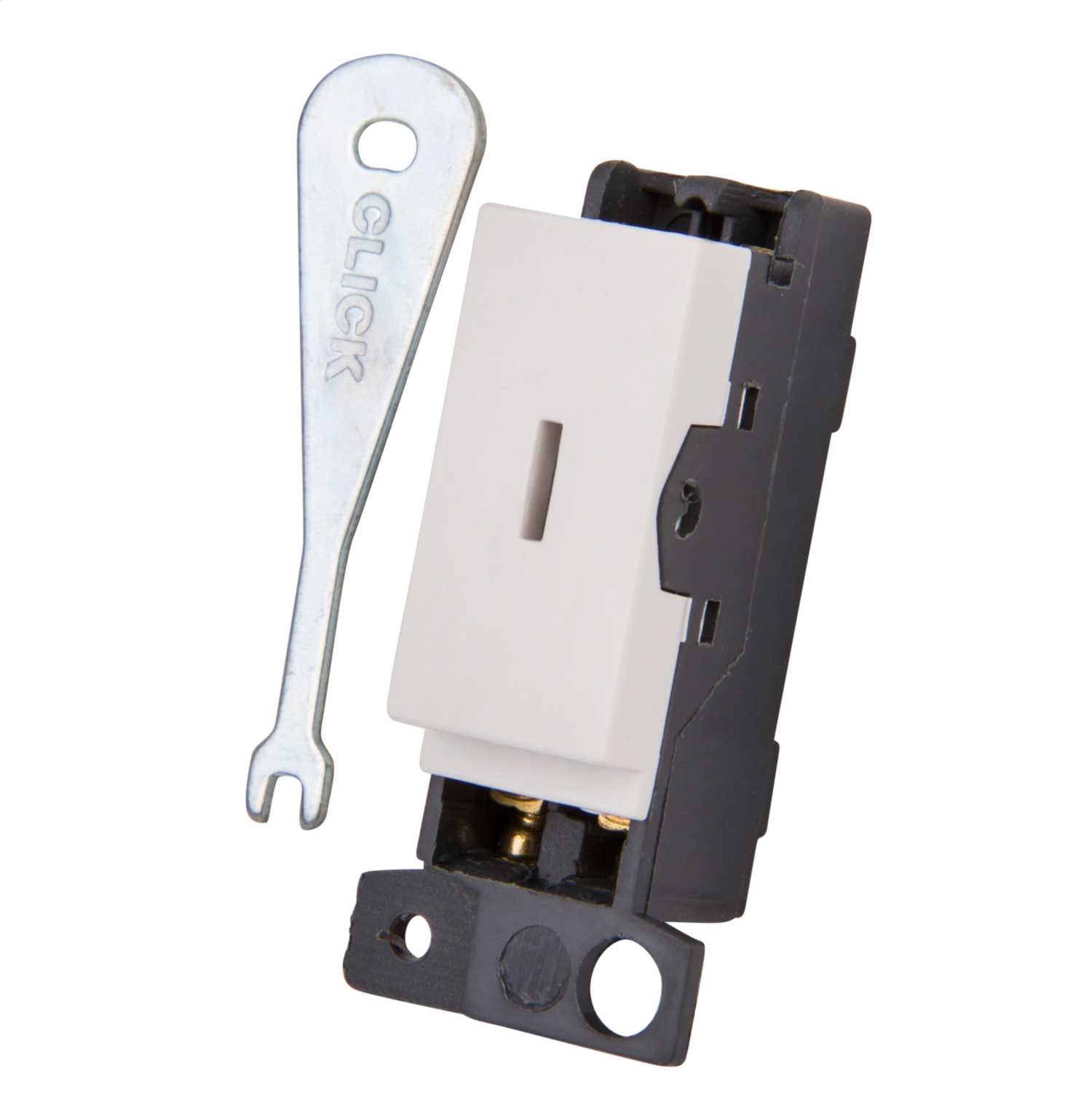 Scolmore Click Mini Grid 13A Double Pole Key Switch Module Polar White ...