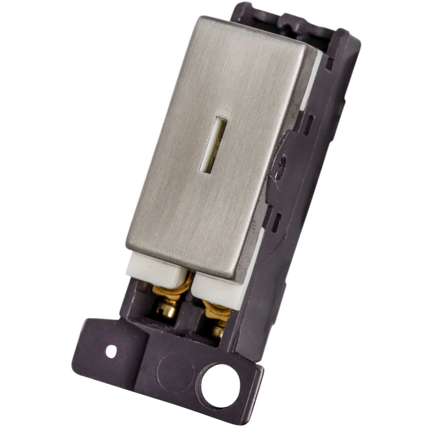 Scolmore Click Mini Grid 13A Double Pole Key Switch Module Stainless ...
