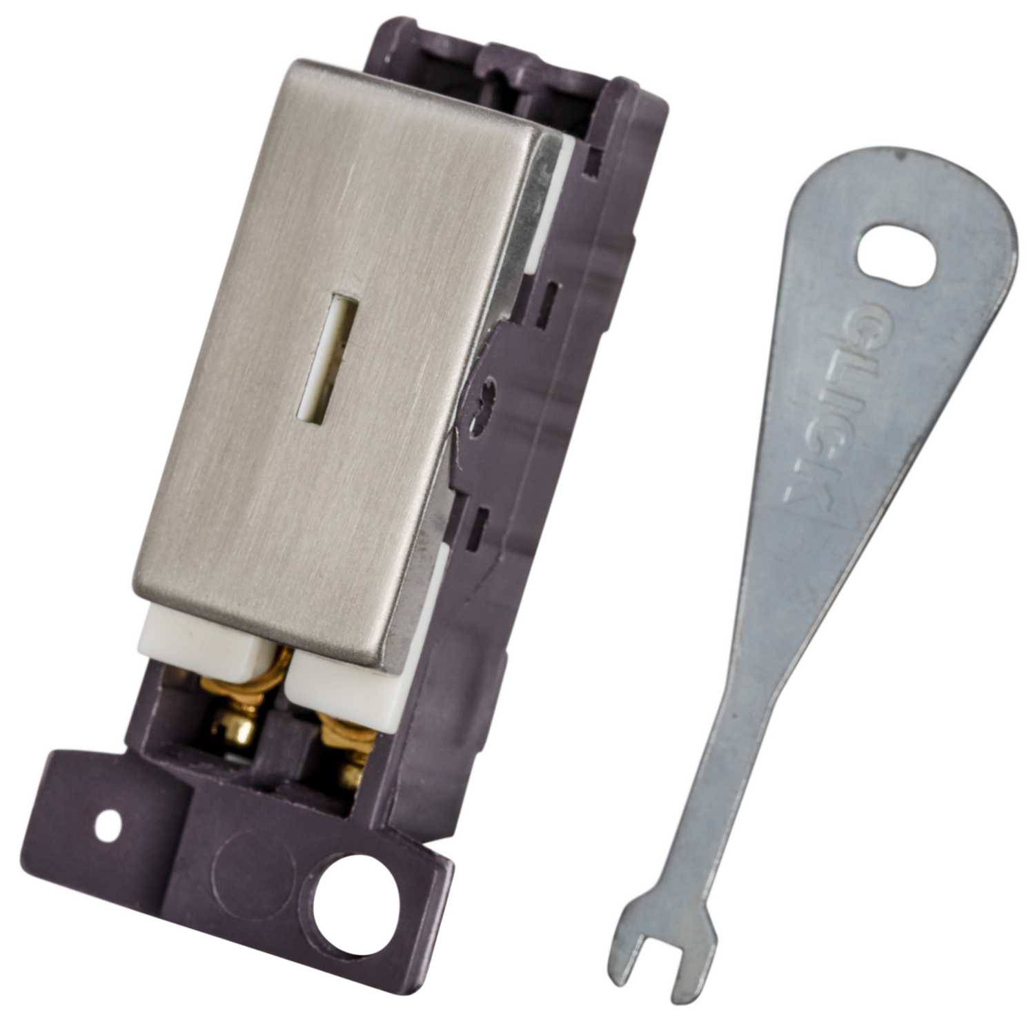 Scolmore Click Mini Grid 13A Double Pole Key Switch Module Stainless ...