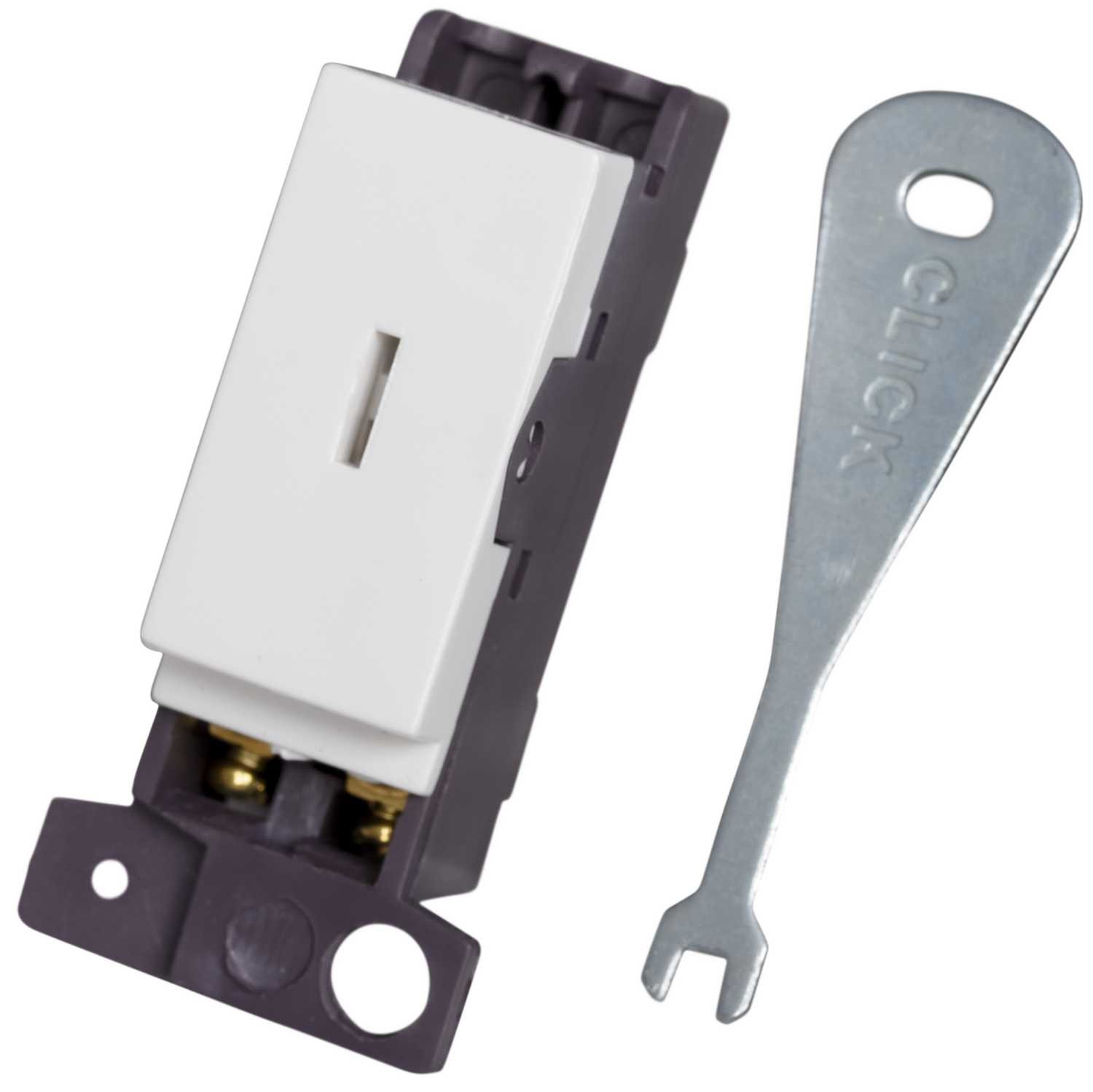 Scolmore Click Mini Grid 13A Double Pole Key Switch Module White ...