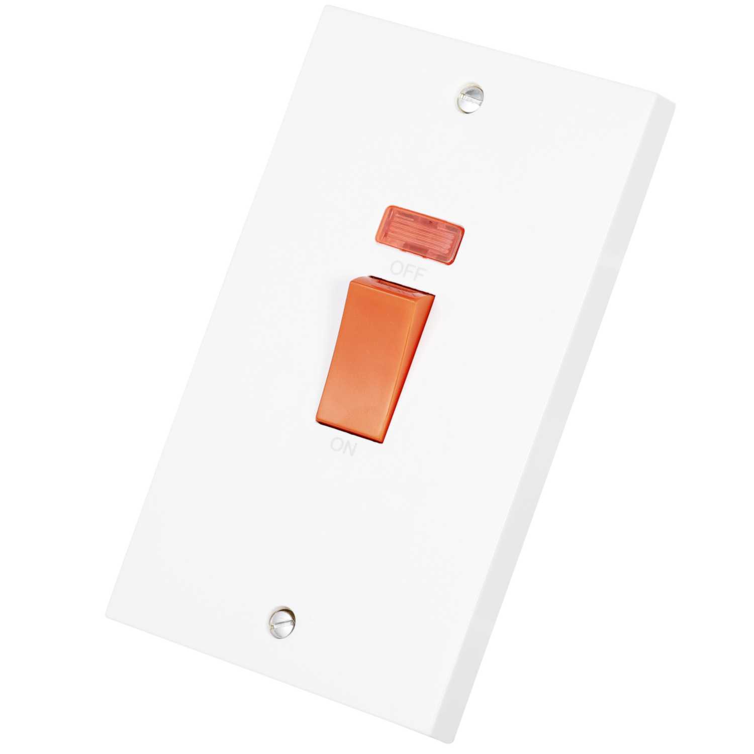 Scolmore Click Polar 45A DP 2 Gang Vertical Switch with Neon and Red ...