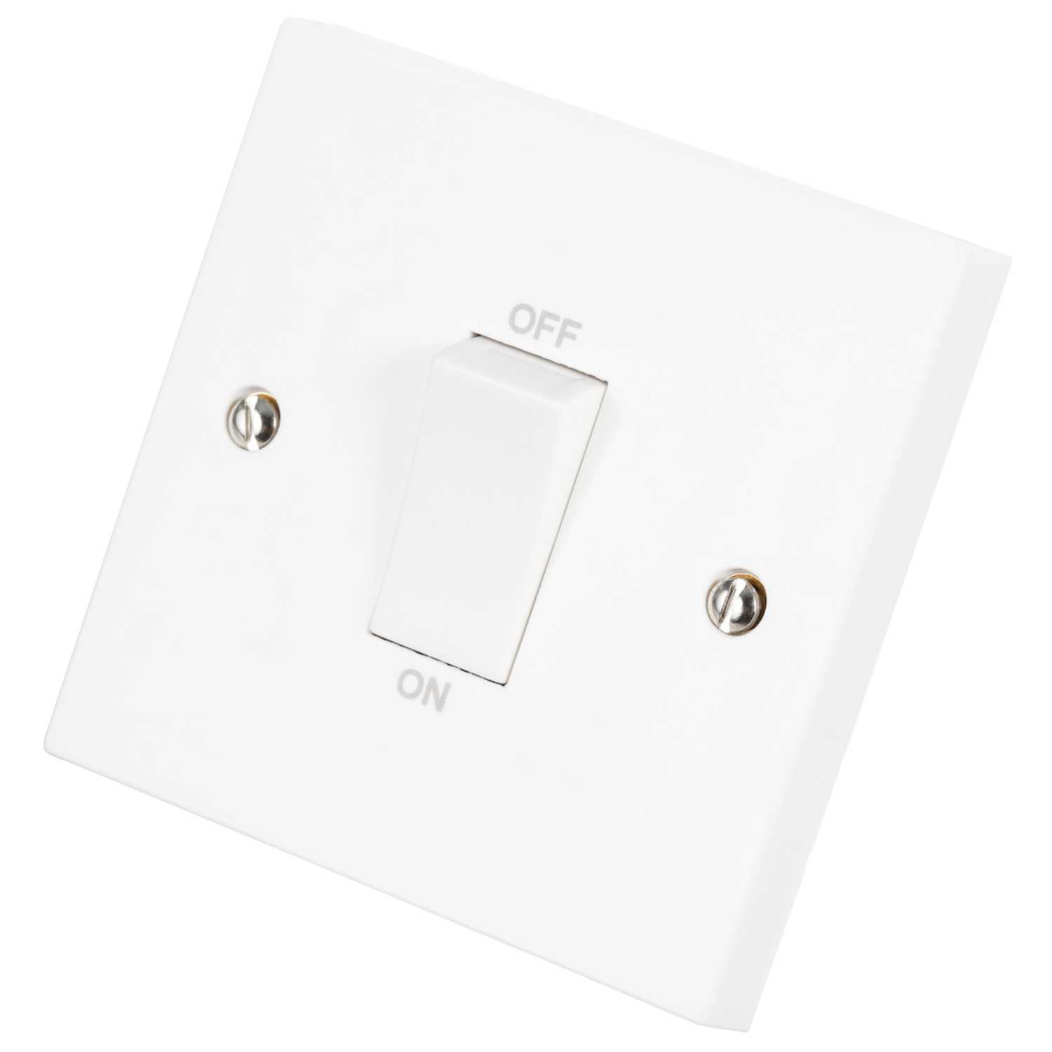 Scolmore Click Polar 45A DP 1 Gang Switch White Rocker White (PRW500) | CEF