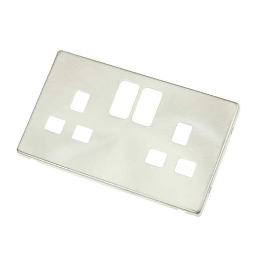 Scolmore Click Definity 2 Gang Switched Socket Cover Plate Brushed ...
