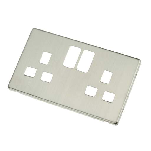 Scolmore Click Definity 2 Gang Switched Socket Cover Plate Stainless ...