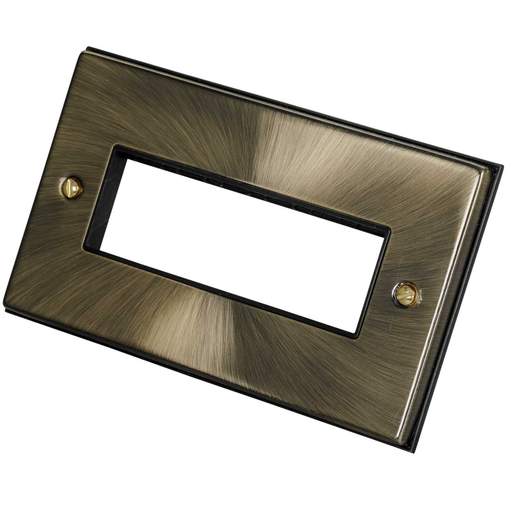 Scolmore Click Deco 2 Gang 6 Module Front Plate Black Insert Antique ...