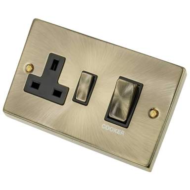 Scolmore Click Deco 45A DP Cooker Control Unit Metal / Black Insert ...