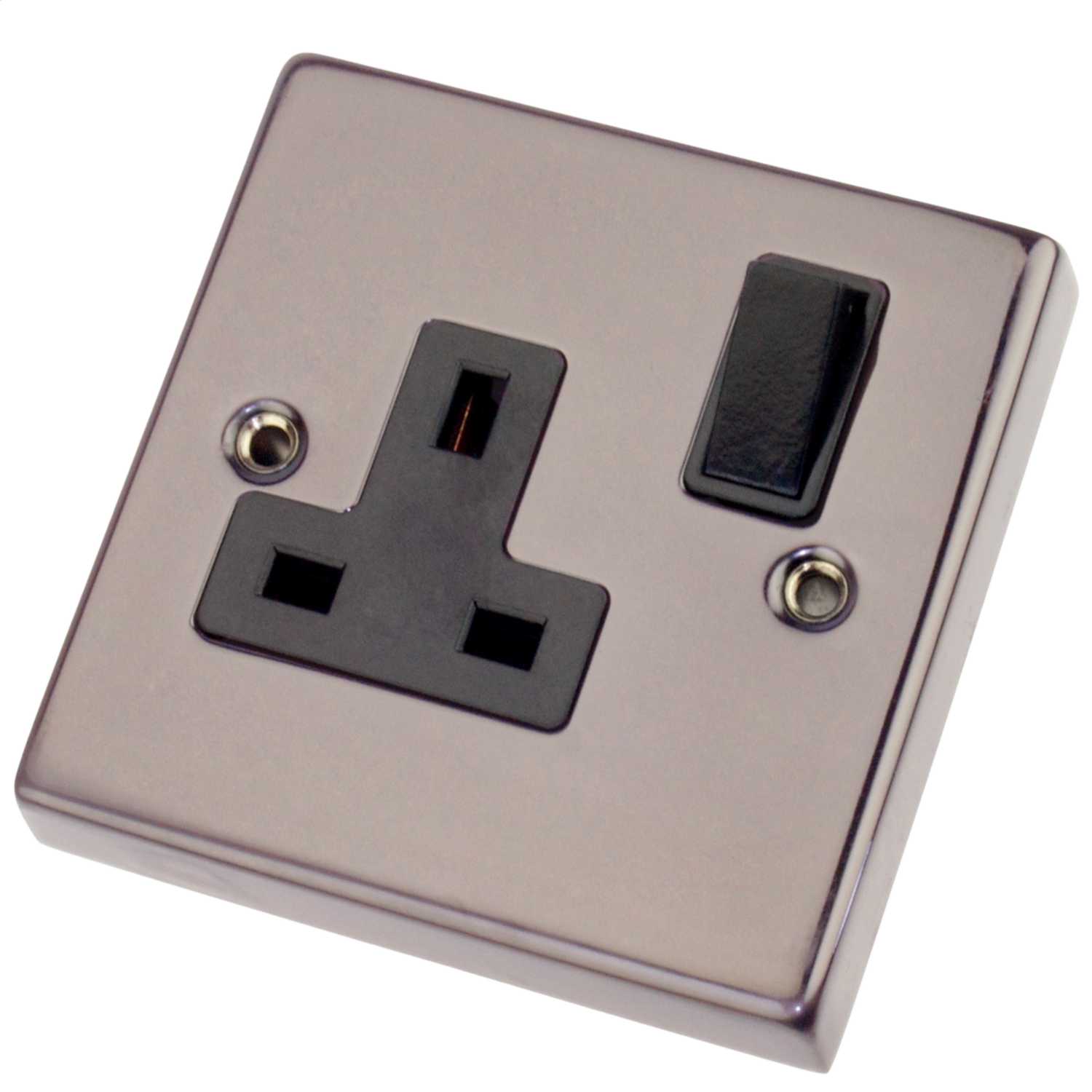 Scolmore Click Deco 13A DP 1 Gang Switched Socket Black Insert Black ...