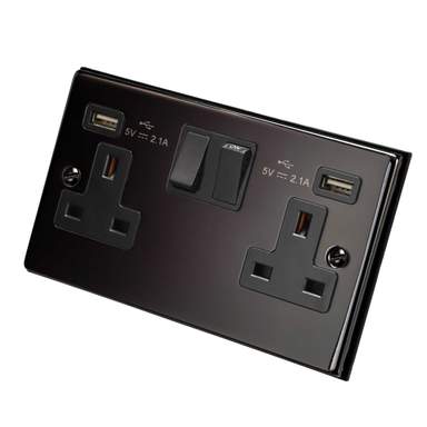 Scolmore Click Deco 13A 2 Gang Switched Socket with Twin 2.1A USB ...