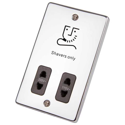 Scolmore Click Deco Dual Voltage Shaver Socket Black Insert Polished ...