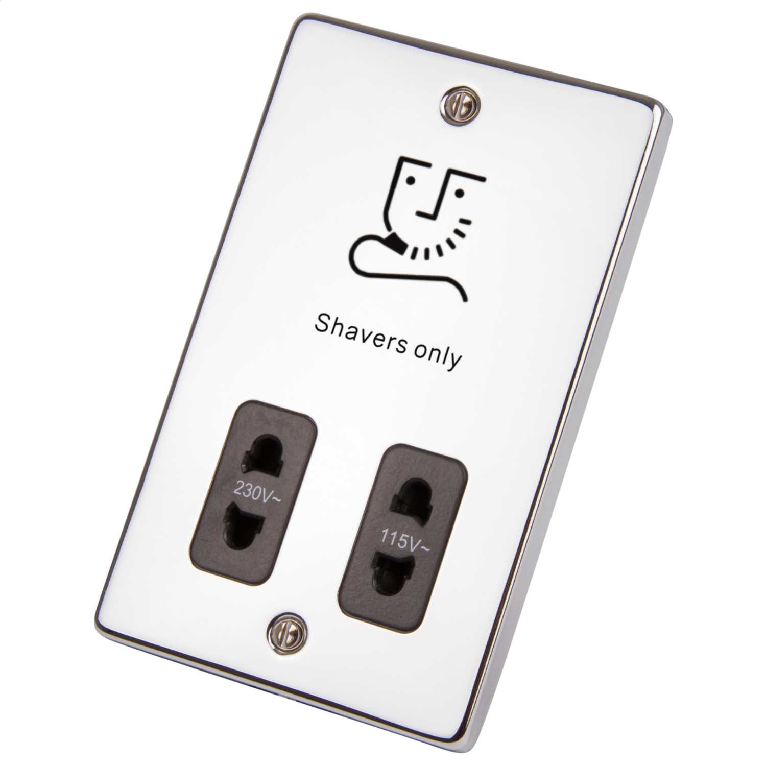 Scolmore Click Deco Dual Voltage Shaver Socket Black Insert Polished ...