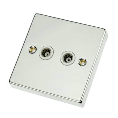 Scolmore Click Deco 1 Gang Isolated Twin Coaxial Socket White Insert ...