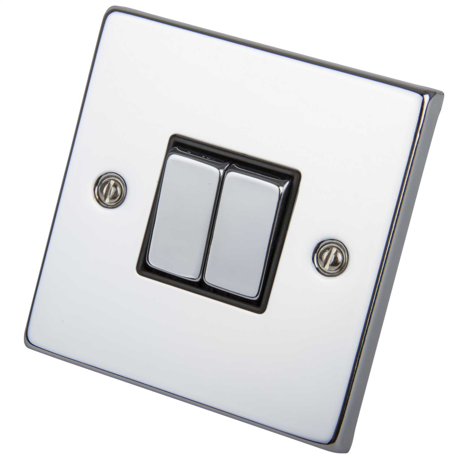 Scolmore Click Deco 10A 2 Gang 2 Way Switch Metal / Black Insert ...