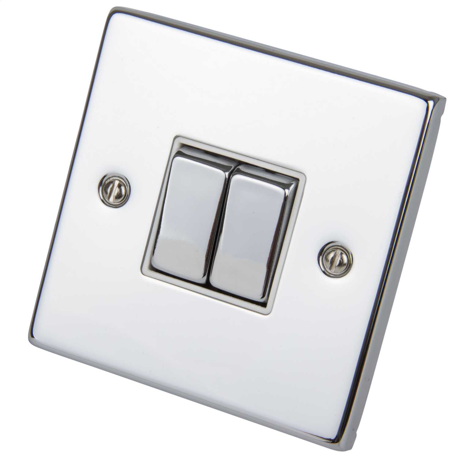 Scolmore Click Deco 10A 2 Gang 2 Way Switch Metal / White Insert ...