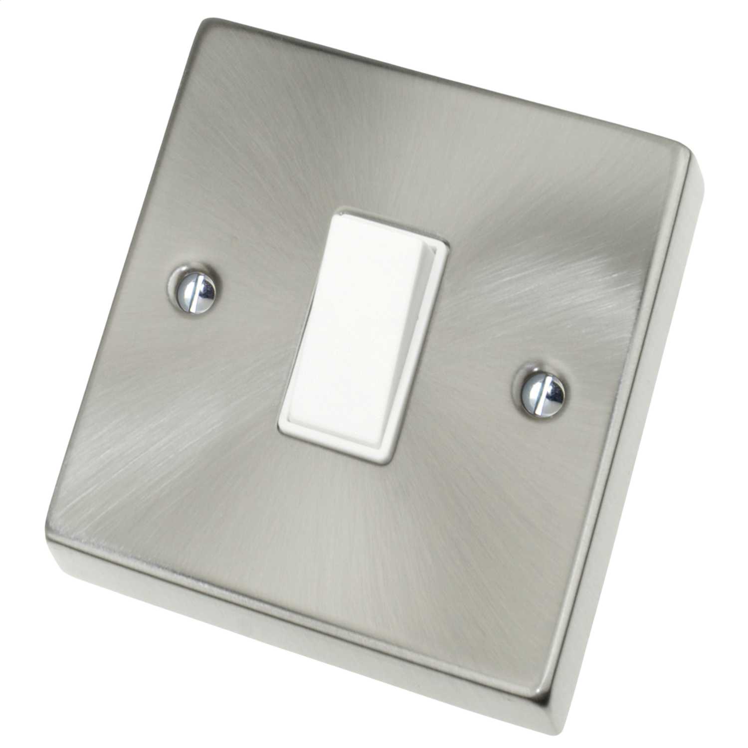 Scolmore Click Deco 10A 1 Gang 2 Way Switch White Insert Satin Chrome ...