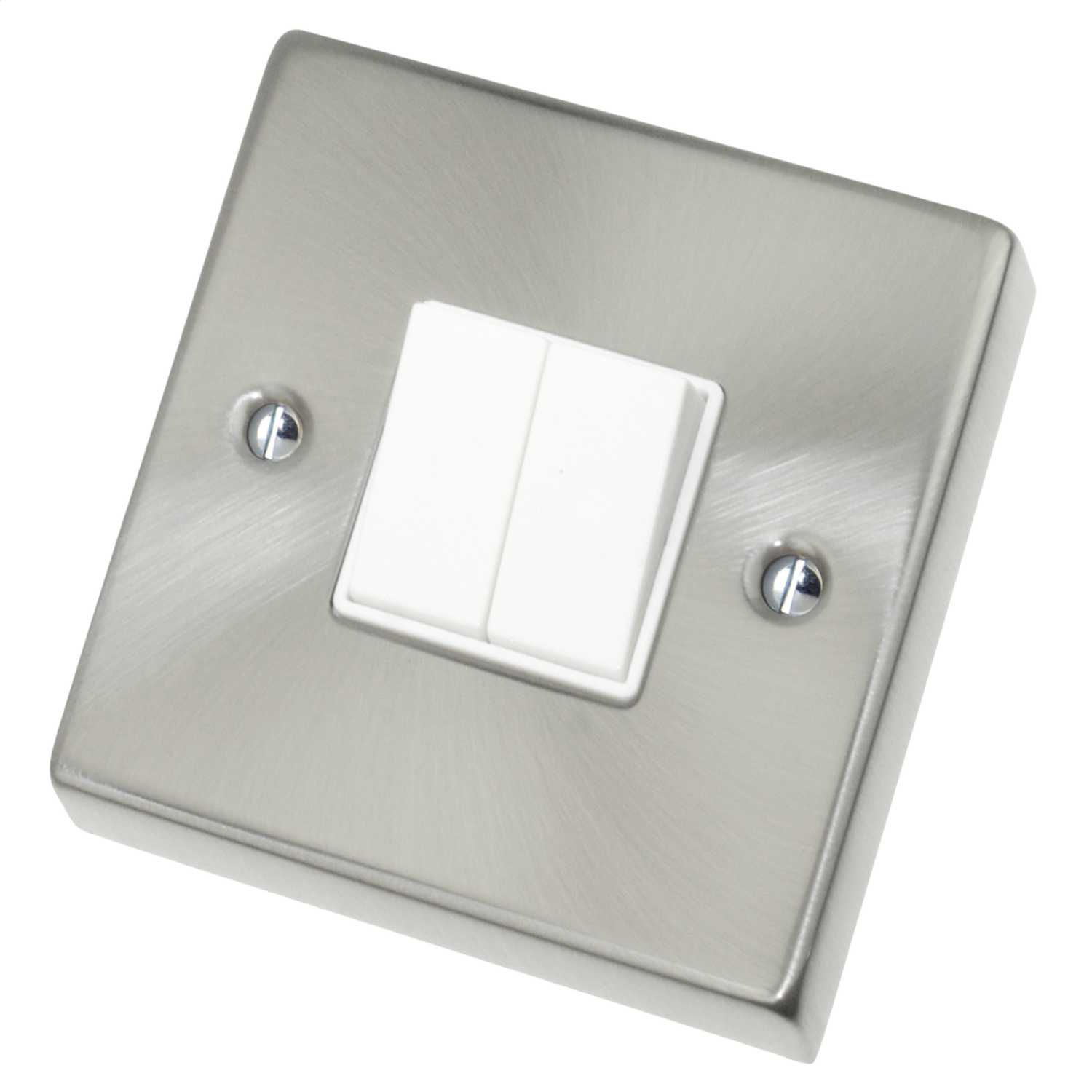 Scolmore Click Deco 10A 2 Gang 2 Way Switch White Insert Satin Chrome ...