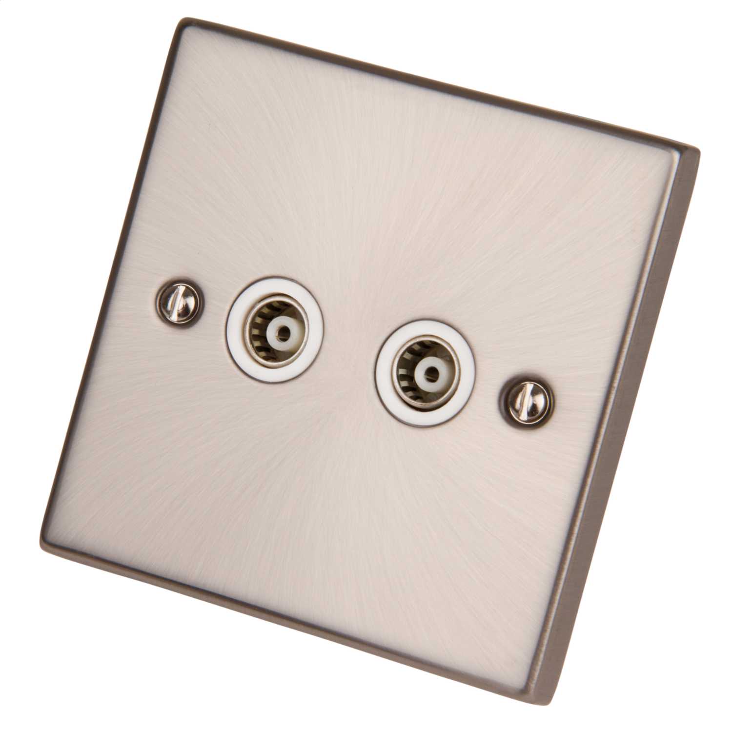 Scolmore Click Deco 1 Gang Isolated Twin Coaxial Socket White Insert ...