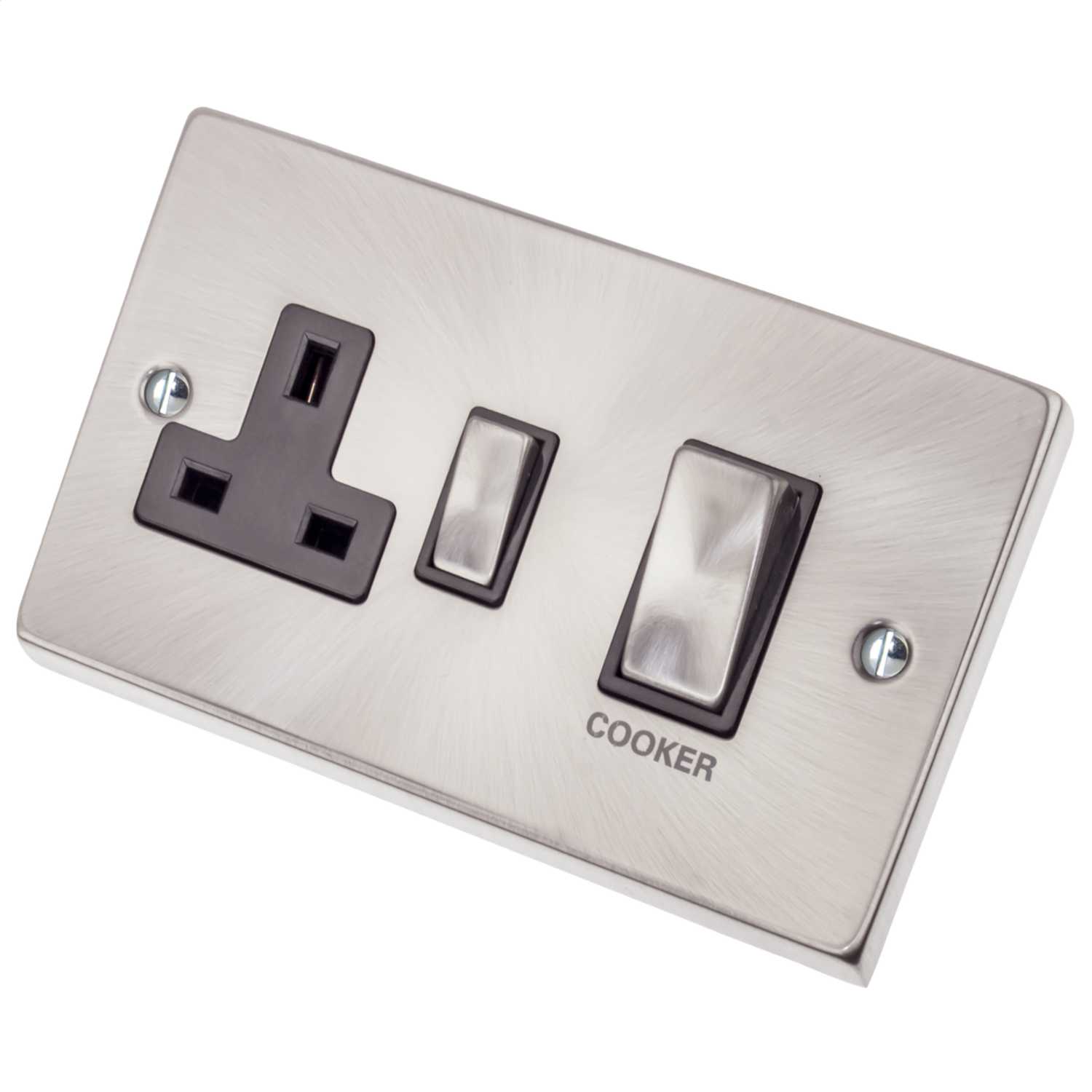 Scolmore Click Deco 45A DP Cooker Control Unit Metal / Black Insert ...