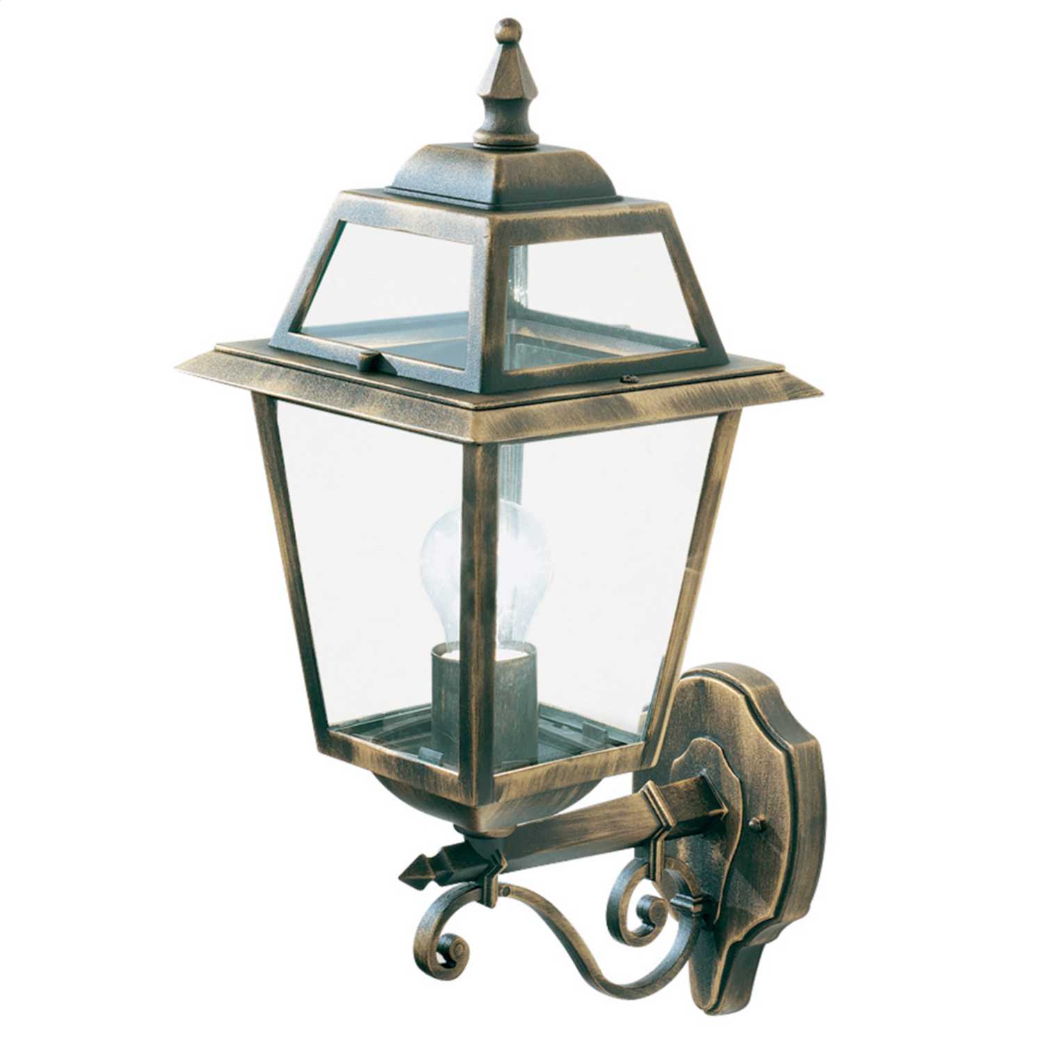 Searchlight IP44 Uplight Wall Light Black and Gold (1521) | CEF