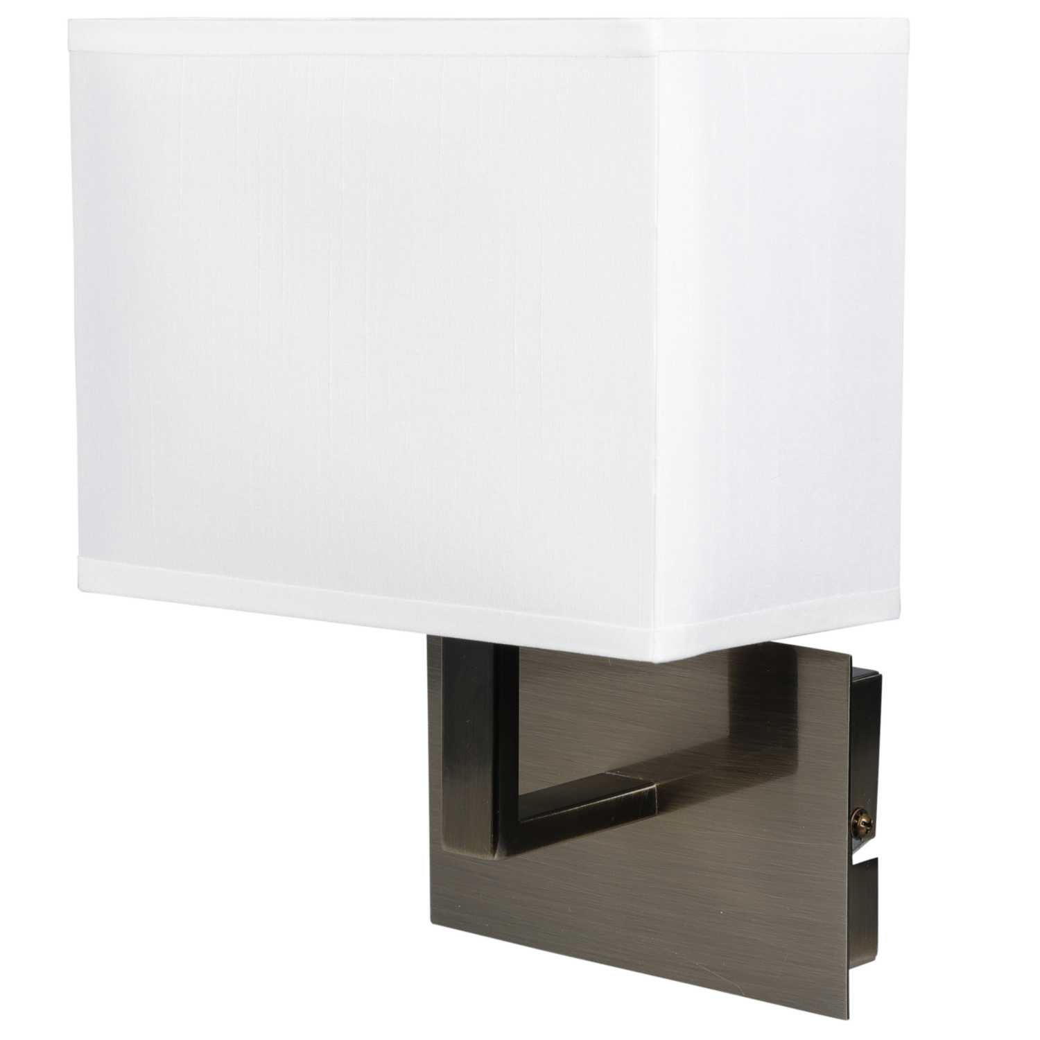Searchlight Single Wall Light Antique Brass with White Fabric Shade ...