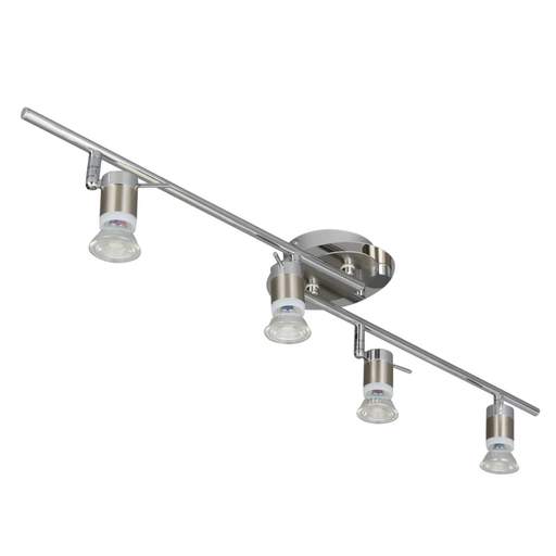 Searchlight Aries IP44 4 Adjustable Spotlight Bar Chrome / Satin Silver ...