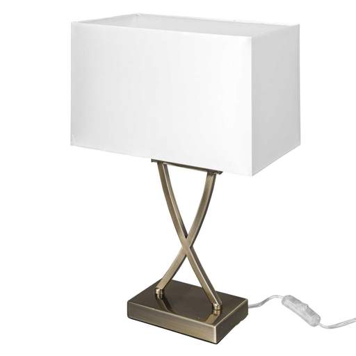Searchlight Club Table Lamp Antique Brass with Cream Shade (7923AB) | CEF