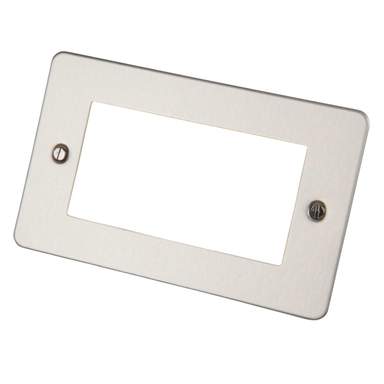 LGA Selectric 2 Gang 4 Way Euro Module Front Plate Satin Chrome (1M-14 ...