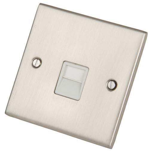 LGA Selectric 5M 1 Gang Secondary Telephone Socket White Insert Satin ...