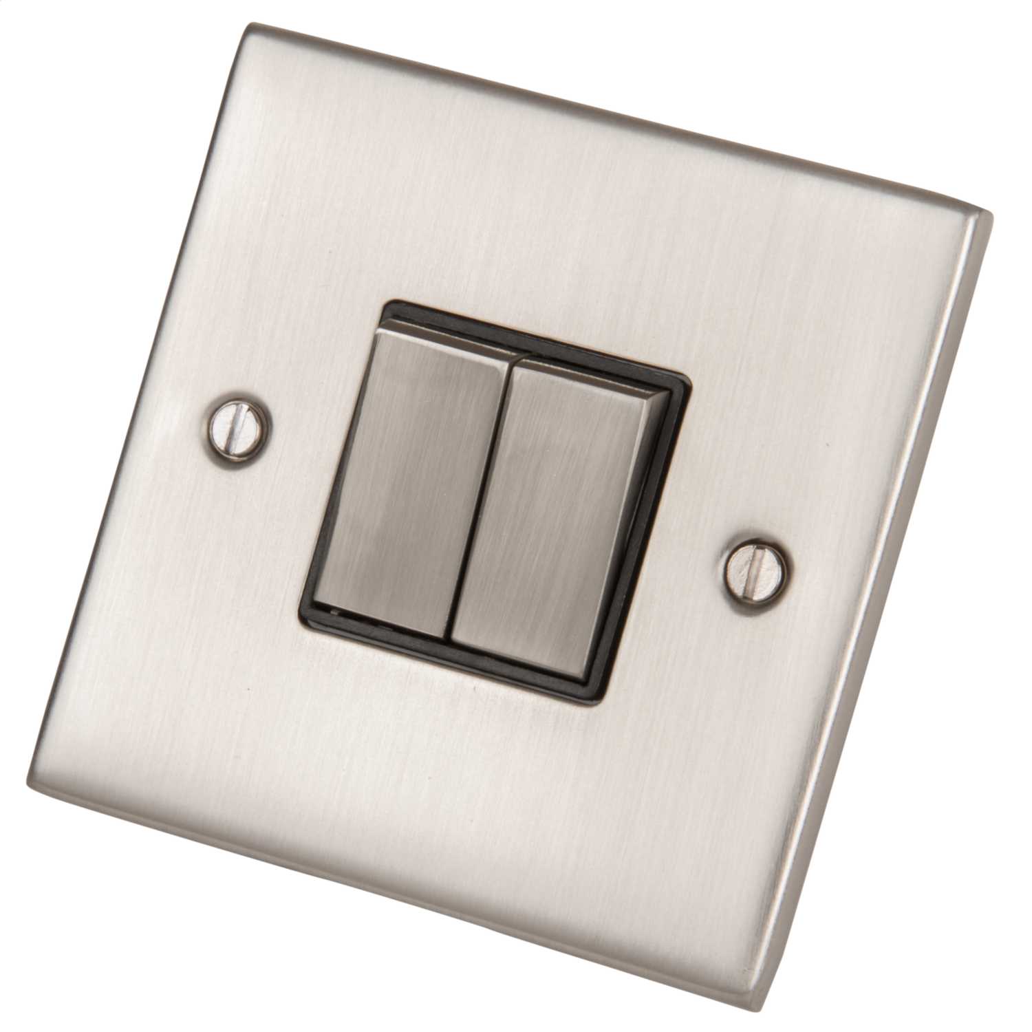 LGA Selectric 5M 10A 2 Gang 2 Way Switch Metal / Black Insert Satin ...