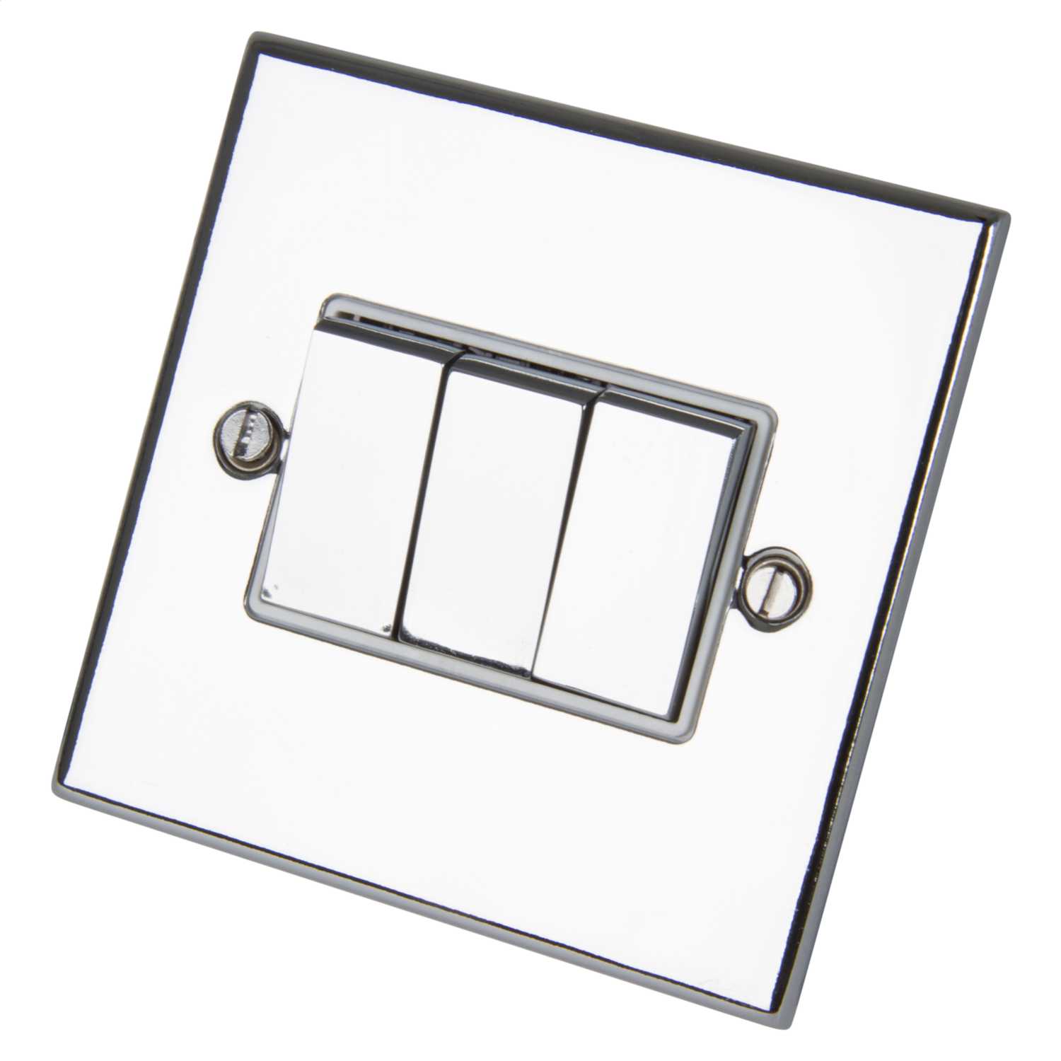 LGA Selectric 5M 10A 3 Gang 2 Way Switch Metal / White Insert Polished ...