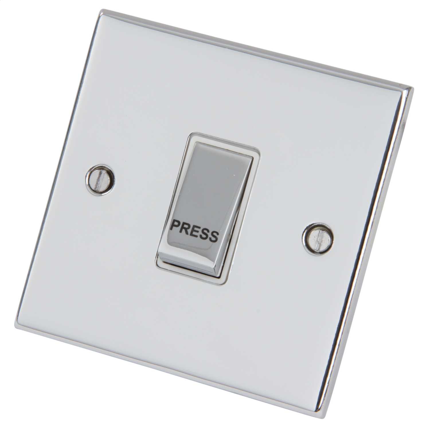 LGA Selectric 5M 10A Push Switch marked Press Metal / White Insert ...