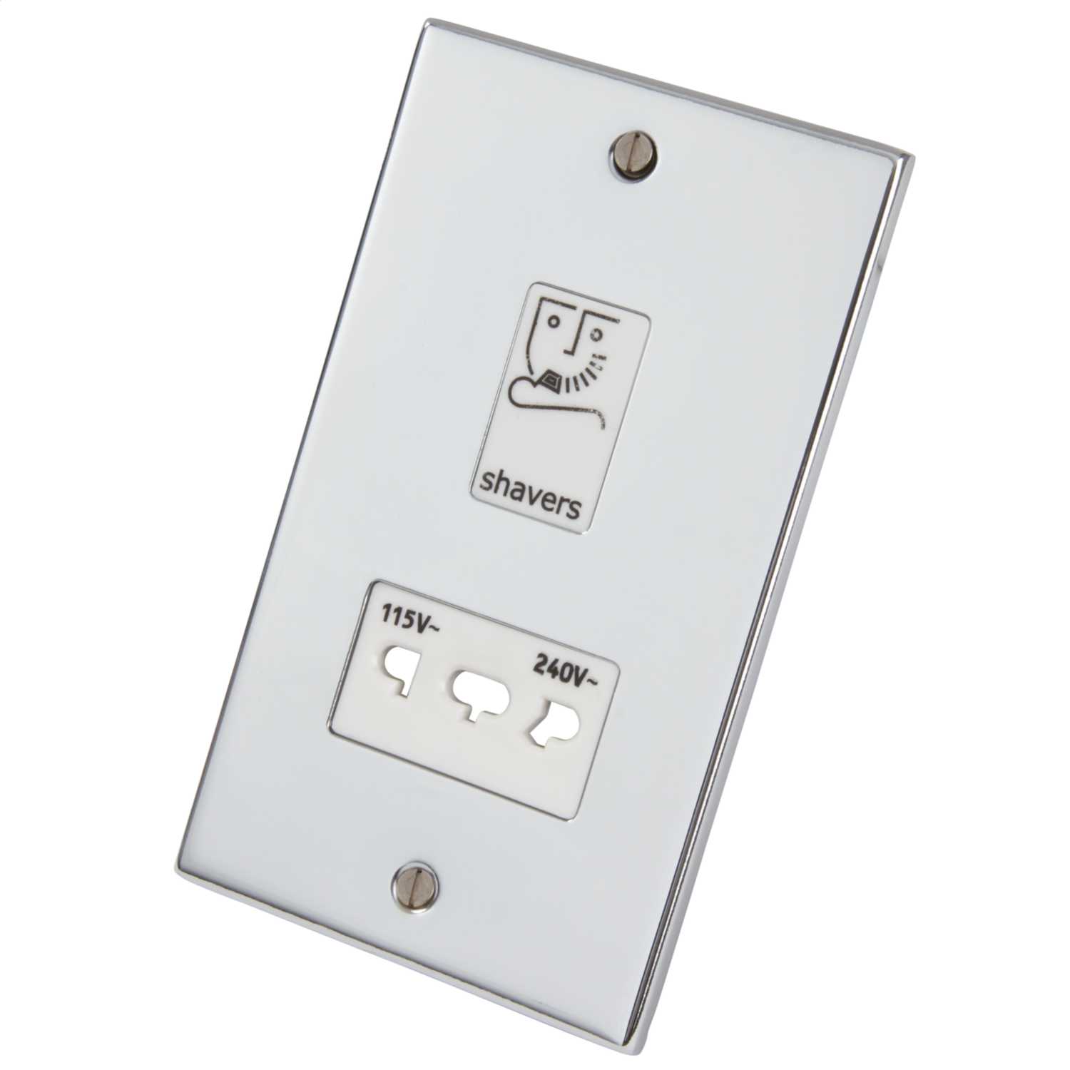 LGA Selectric 5M Dual Voltage Shaver Socket White Insert Polished ...