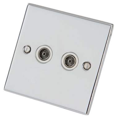 LGA Selectric 5M 1 Gang Twin Coaxial Socket White Insert Polished ...