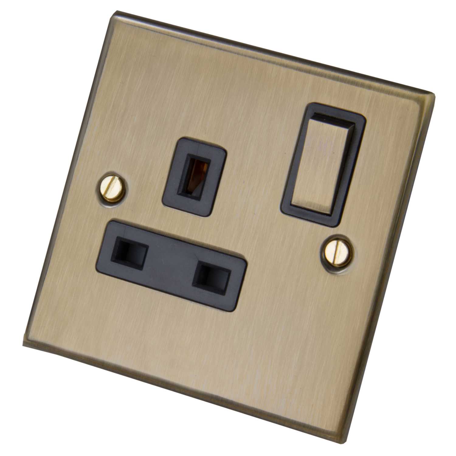 LGA Selectric 5M 13A 1 Gang DP Switched Socket Metal / Black Insert ...