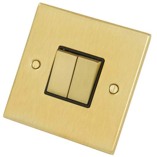 LGA Selectric 10A 2 Gang 2 Way Light Switch Black Insert Satin Brass ...