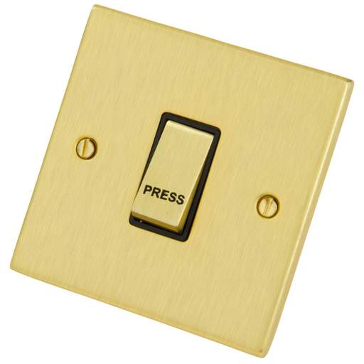 LGA Selectric 10A Push Switch marked Press Black Insert Satin Brass ...