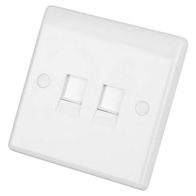 LGA Selectric 1 Gang Twin RJ45 Data Socket White (SSL543) | CEF