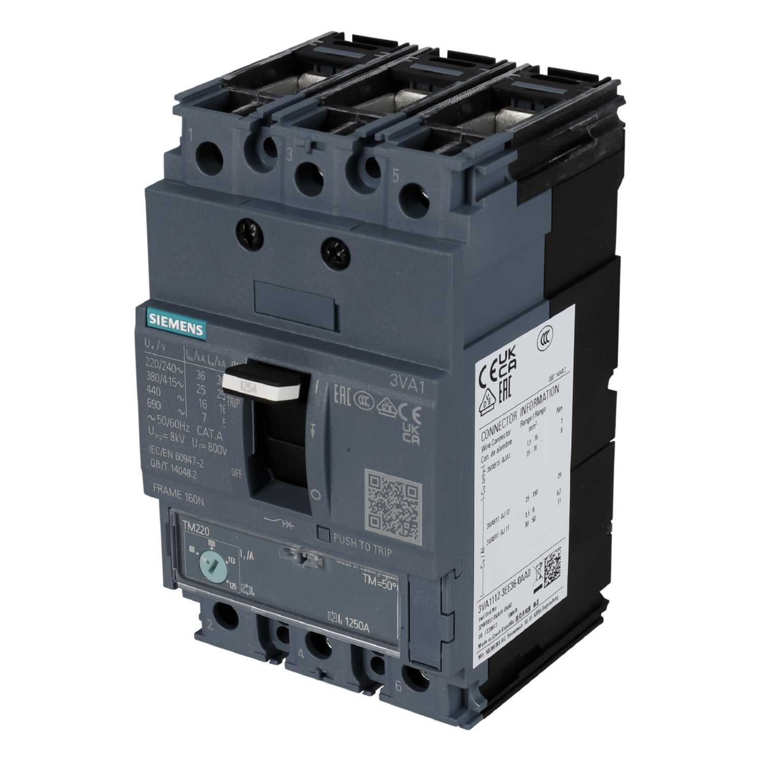 Siemens 125A Triple Pole 25kA MCCB (3VA1112-3EE36-0AA0) | CEF