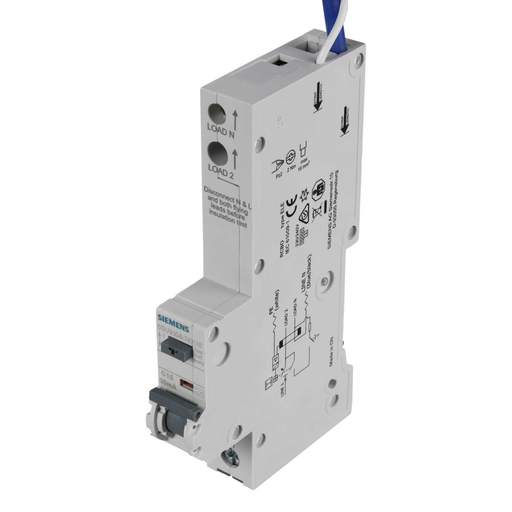 Siemens 16A Single Pole and Neutral 1 Module C Curve 10kA 30mA Type A RCBO (5SU9304-7KK16) | CEF