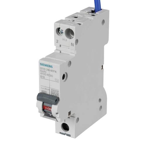 Siemens 6A 1P+N 1 Module B Curve 6kA 30mA Type A AFDD Combined RCBO (5SV6316-6KP06) | CEF