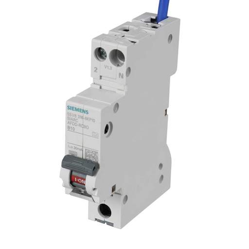 Siemens 10A 1P+N 1 Module B Curve 6kA 30mA Type A AFDD Combined RCBO (5SV6316-6KP10) | CEF