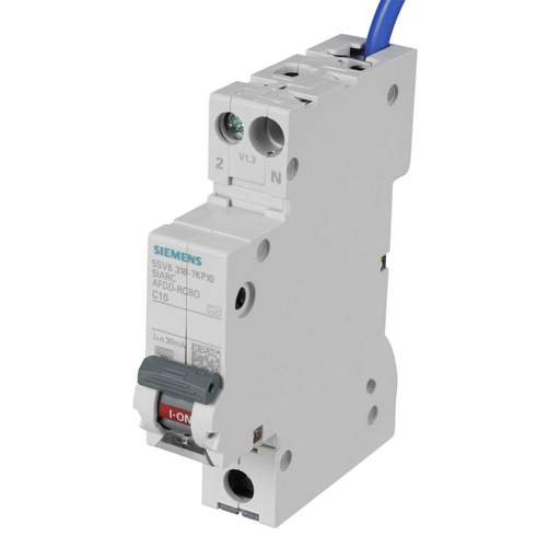 Siemens 10A 1P+N 1 Module C Curve 6kA 30mA Type A AFDD Combined RCBO (5SV6316-7KP10) | CEF