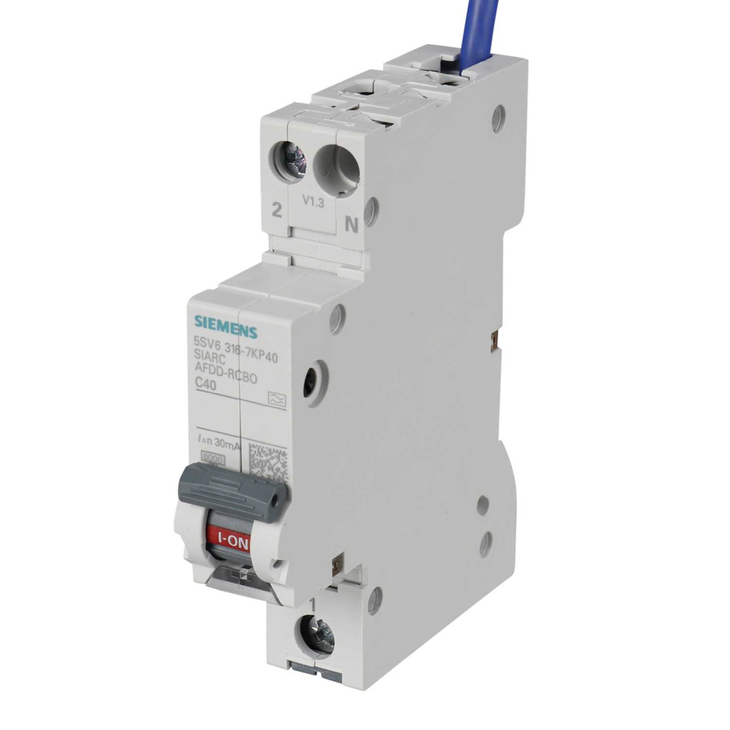 Siemens 40A Single Pole and Neutral 1 Module C Curve 6kA 30mA Type A AFDD Combined RCBO (5SV6316 ...
