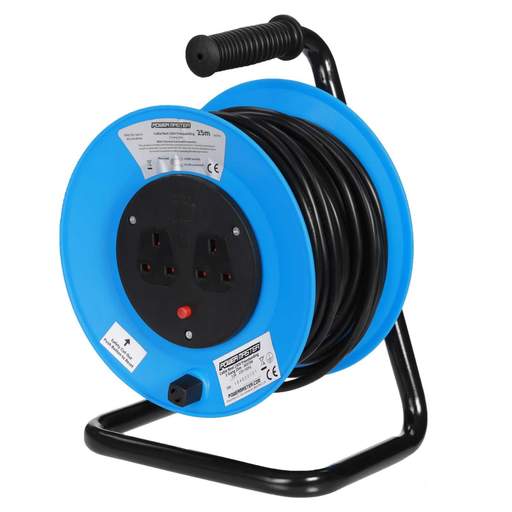 Silverline 13A 25m 230V 2 Gang Freestanding Cable Reel Blue/Black ...