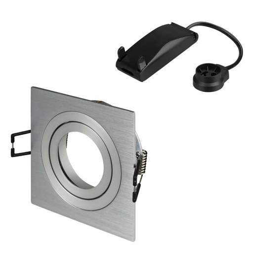 SLV Lighting Tria 75 10W GU10 Square Tilt Downlight Brushed Aluminium ...