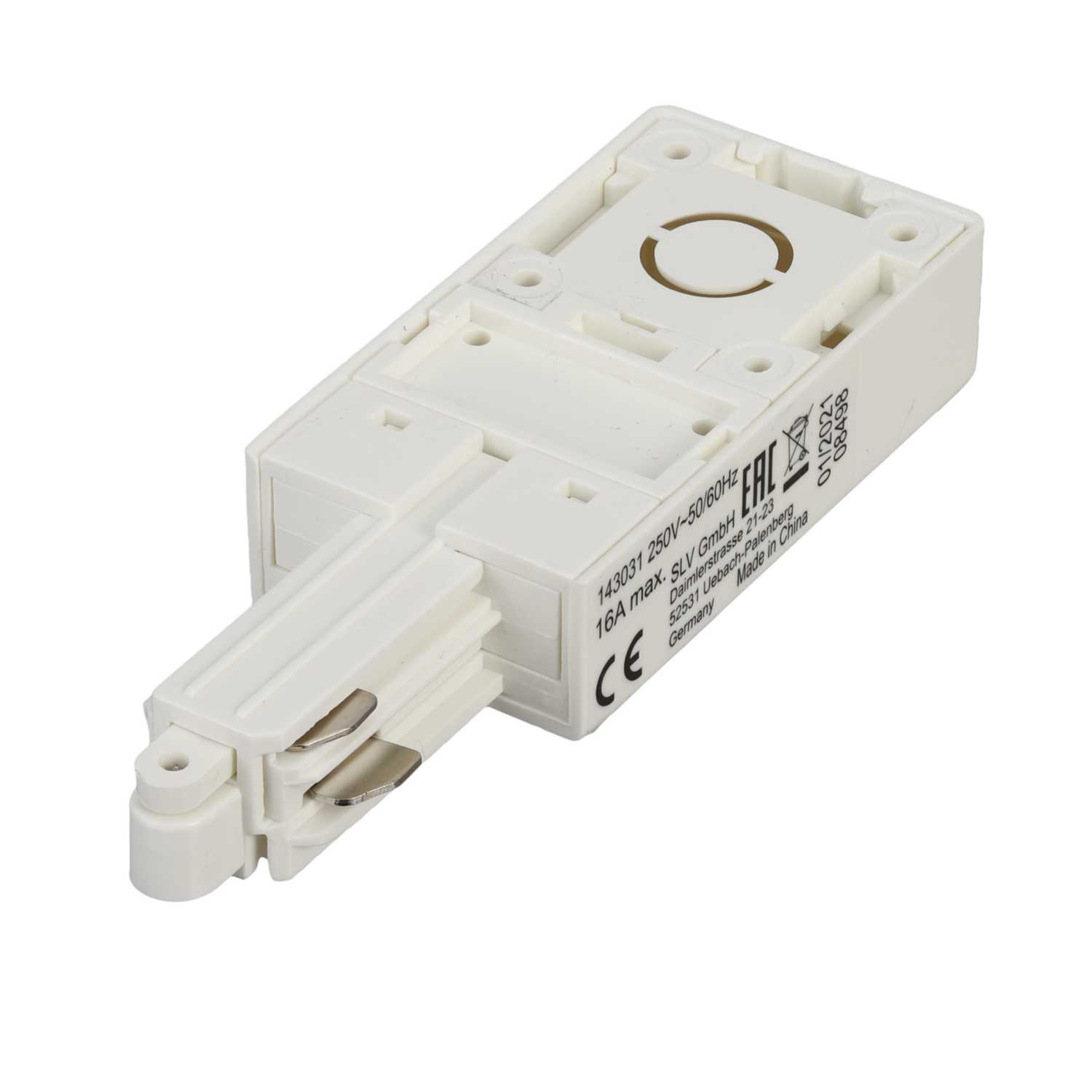 SLV Lighting Track Feed for 1 Circuit Track Earth Left White (143031) | CEF