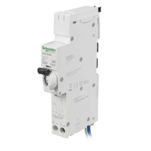 Schneider Square D IKQ 20A 1P+N 1 Module C Curve 10kA 30mA Type A RCBO (SEE120C03) | CEF