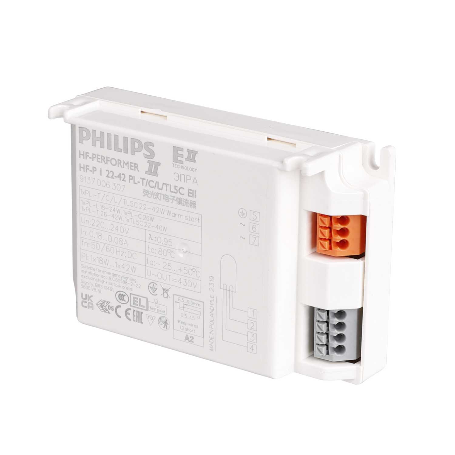 Philips 1 x 22-42W High Frequency Ballast for CFL Lamps (HF-P 1 22-42 PL-T/C/L/TL5) | CEF