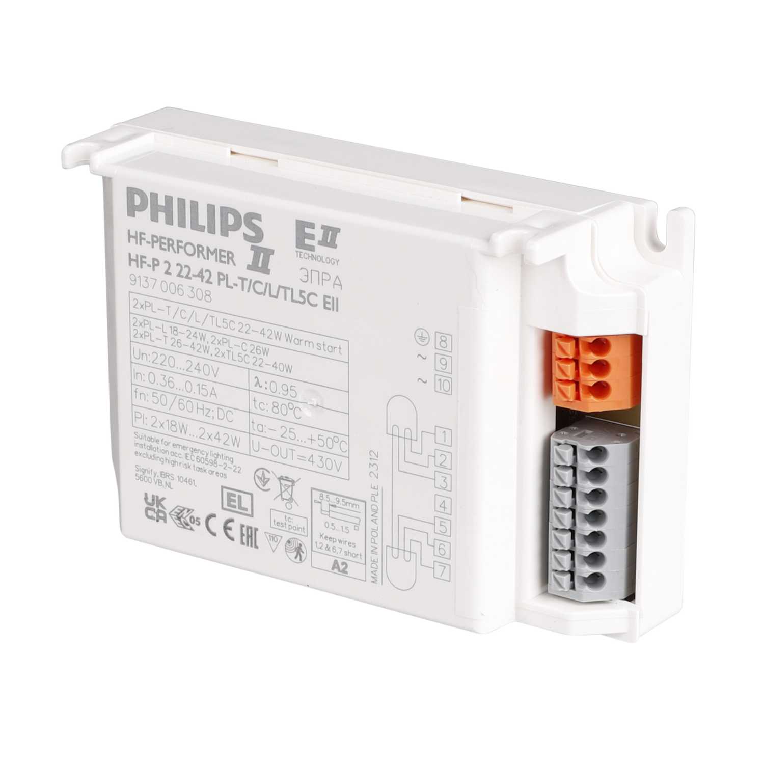 Philips 2 x 26-42W High Frequency Ballast for CFL Lamps (HF-P 2 22-42 ...